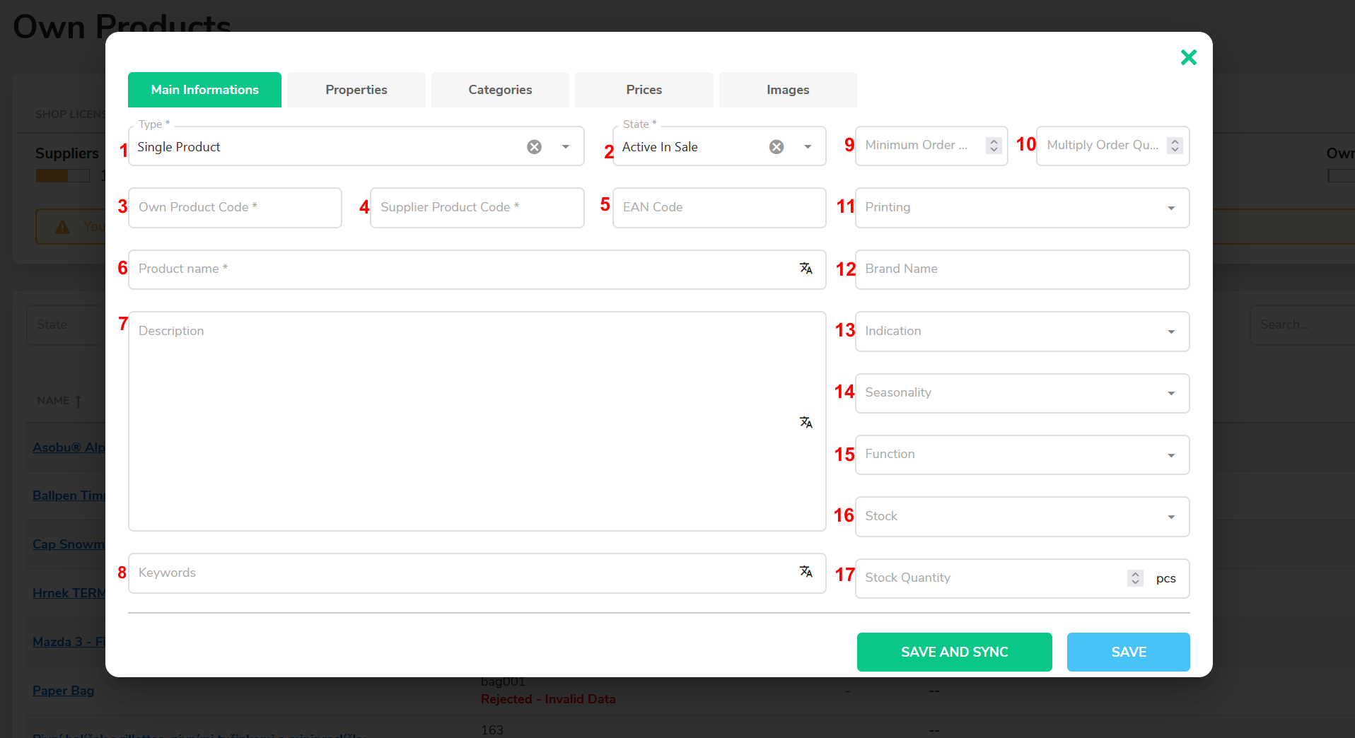 Own products settings – PromoTron Solutions a.s.