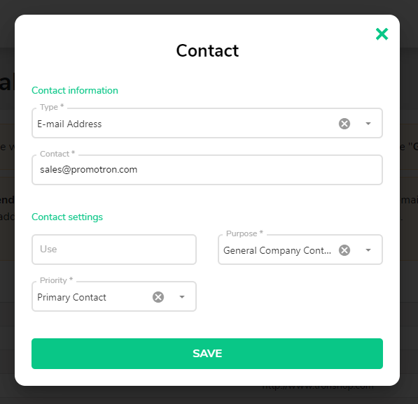 Set up company profile, contact information and social sites ...
